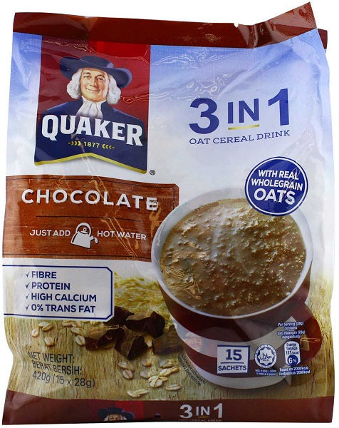 Buy Quaker Oats 3 in 1 Chocolate Wholegrain 420 g in Nigeria | Breakfast Cereals | Supermart.ng ...