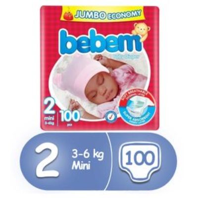 Buy Bebem Baby Diaper Size 2 Mini 3-6 kg x100 in Nigeria | Diapers ...