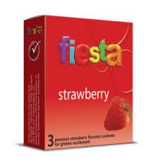 Buy Fiesta Flavoured, Coloured & Dotted Premium Condoms Strawberry x3 ...