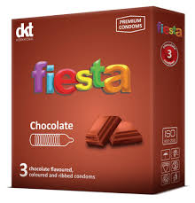 Buy Fiesta Flavoured, Coloured & Ribbed Premium Condoms Chocolate x3 in ...