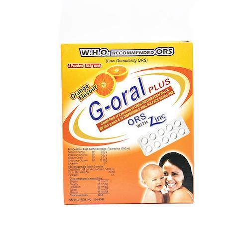 Buy G-Oral Plus ORS x2 + Dispersible Zinc Sulfate Tablets 20.5 g x10 in ...