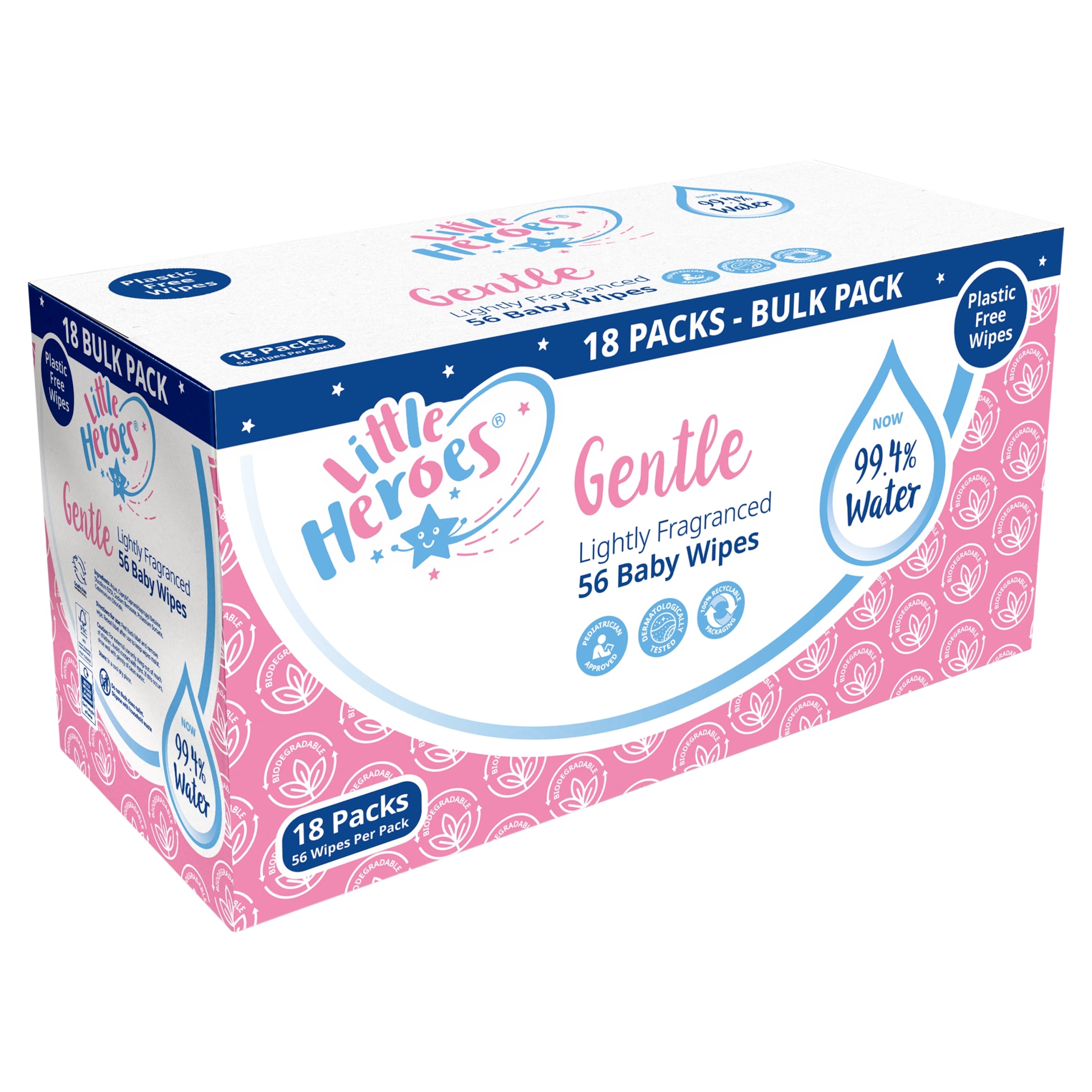 Buy Little Heroes Gentle Lightly Fragranced 99% Water Baby Wipes 18 x ...