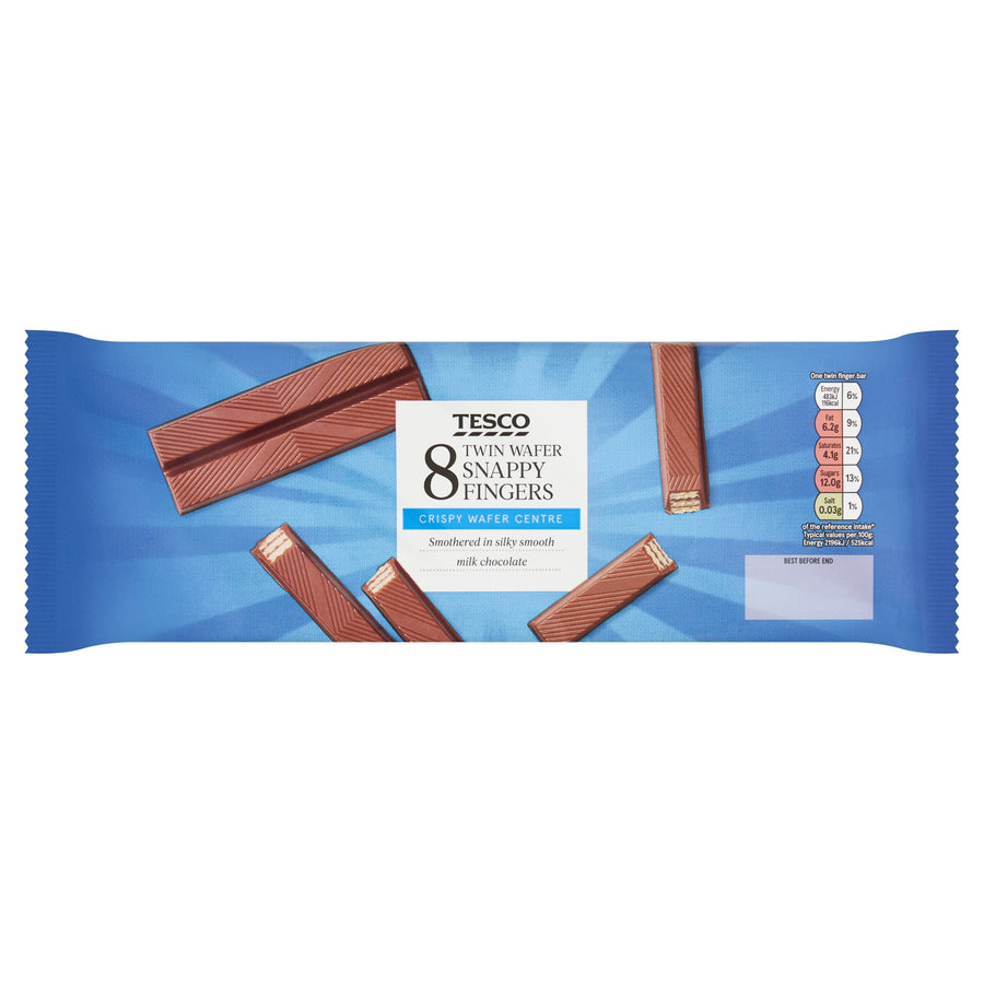 Buy Tesco Snappy Fingers Milk Chocolate Wafer Biscuit Bars Multi-Pack 8 ...