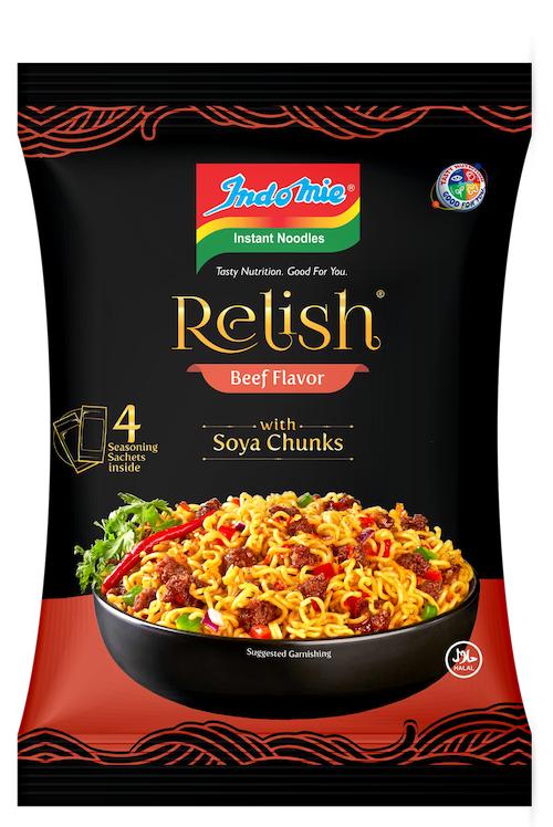 Buy Indomie Instant Noodles Relish Beef Flavor With Soya Chunks 120 g ...